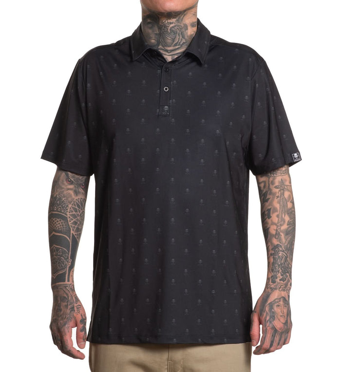 Skull and Golf Clubs Pattern Polo Shirt