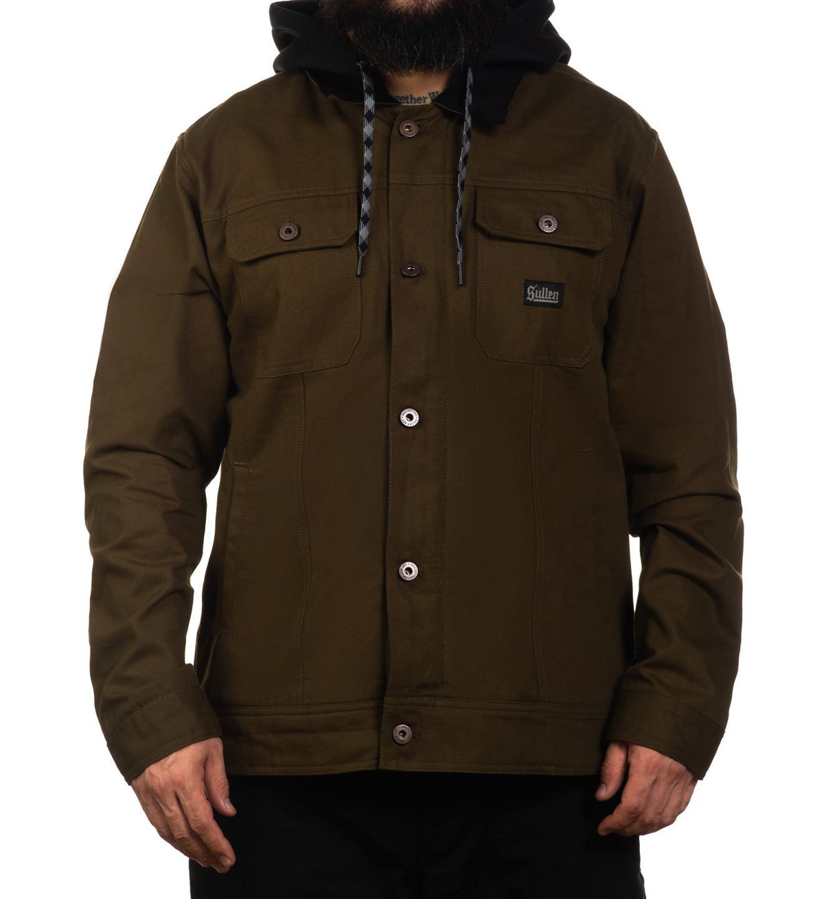 Duck Canvas Survivalist Jacket with Fleece Hood - Army Green