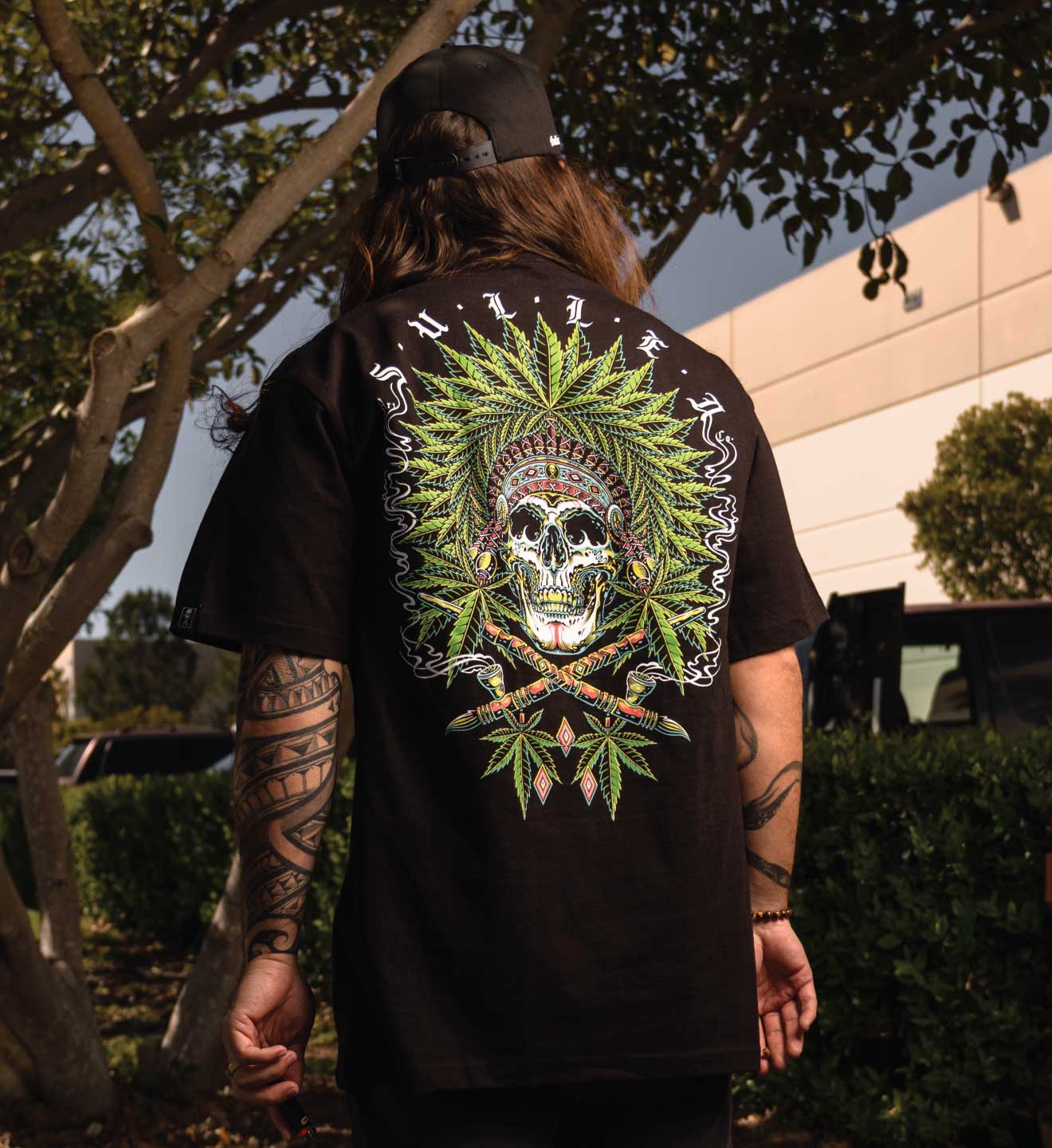 Pipe & Skull 420 Headdress Chiefin' T-Shirt - Standard